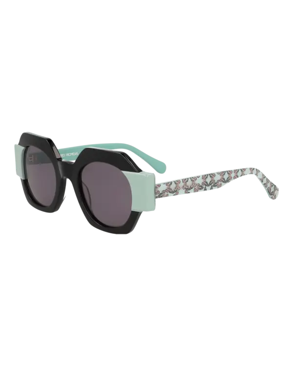 DOLORES PROMESAS Green / Black Black And Turquoise Geometric Shape Glasses With Butterfly Pattern
