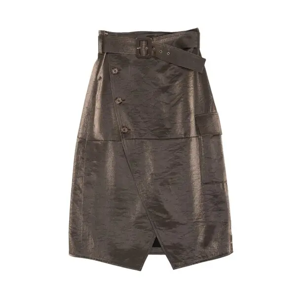 DOLORES PROMESAS High-waisted Belted Midi Skirt