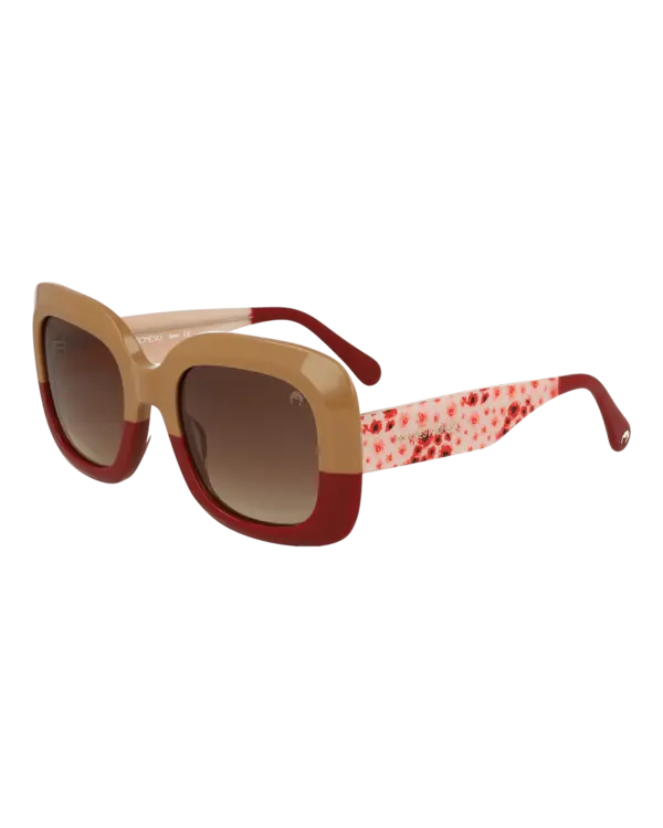 Dolores Promesas Square Frame Sunglasses With Floral Print - Brown