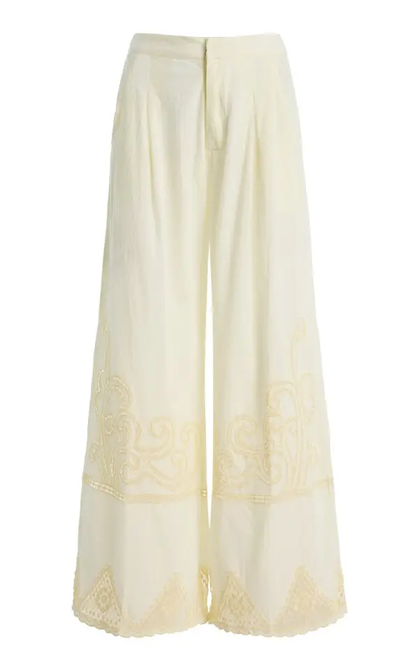 ALL THAT REMAINS Akia Crochet Cotton Wide-leg Pants - White
