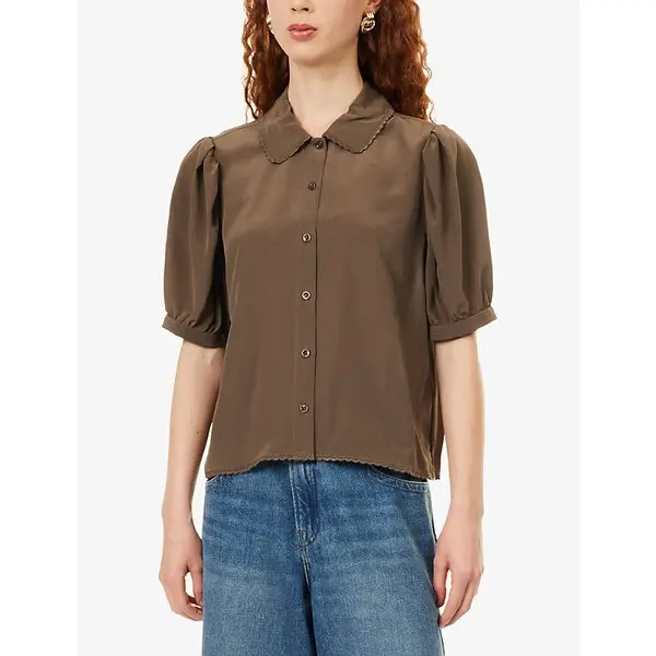 FRAME Prim Scalloped-edge Silk Blouse