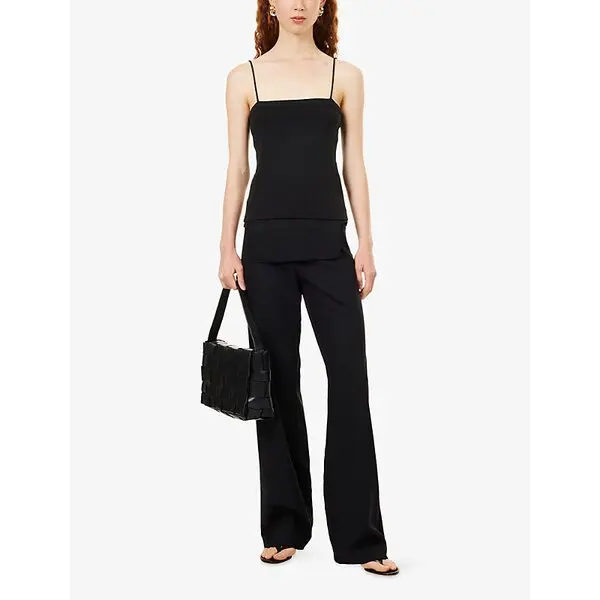 ST. AGNI Square-neck Stretch-rib Cotton Vest Top