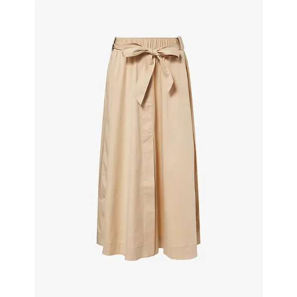 ME+EM Belted A-line Cotton-blend Maxi Skirt - Warm Stone