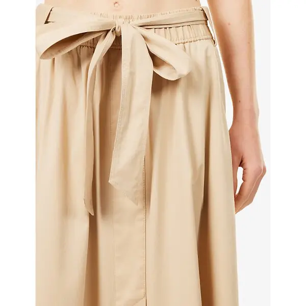 ME+EM Belted A-line Cotton-blend Maxi Skirt