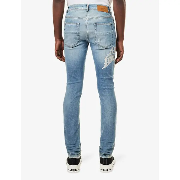 Amiri Hollywood Embroidered Logo Denim Jeans