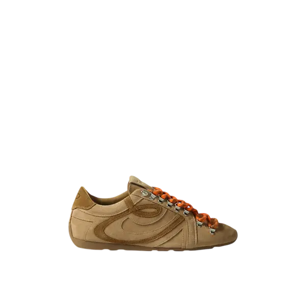 Claudie Pierlot Suede Trainers With Contrast Embroidery And Laces - Sand