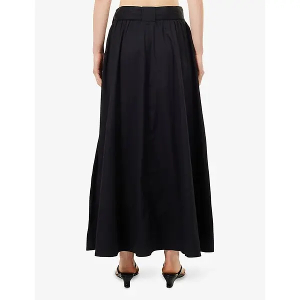 ME+EM Belted A-line Cotton-blend Maxi Skirt