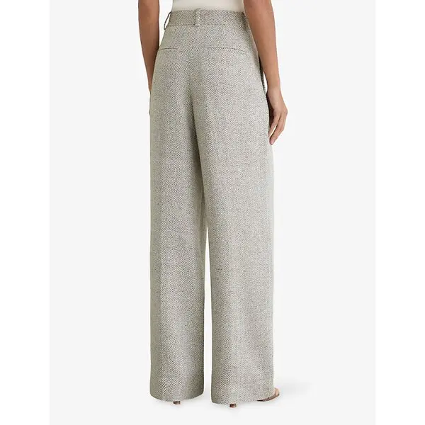 REISS Ezra Straight-leg High-rise Linen-blend Trousers