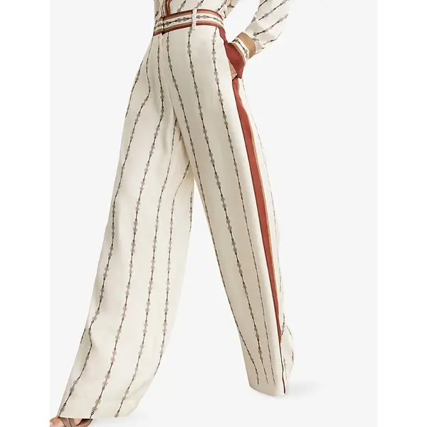 REISS Lydia Chain-print Wide-leg Trousers