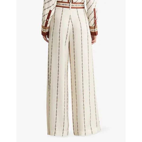 REISS Lydia Chain-print Wide-leg Trousers