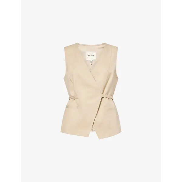 ME+EM Wrap-round Belted Linen-blend Waistcoat
