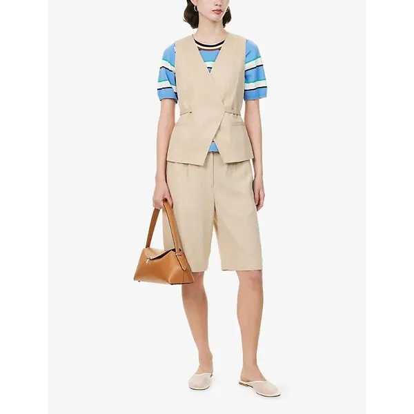 ME+EM Wrap-round Belted Linen-blend Waistcoat