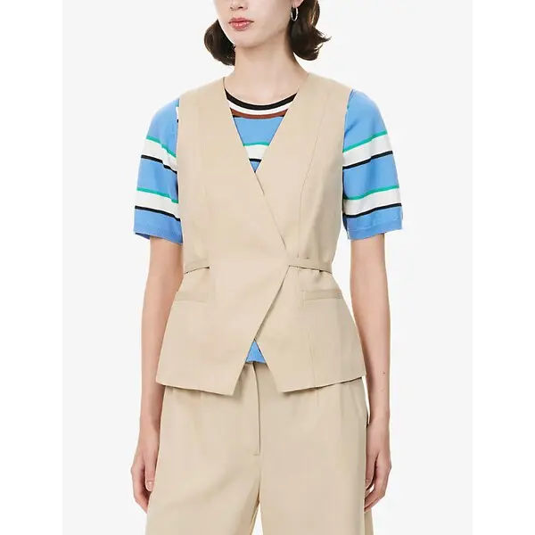 ME+EM Wrap-round Belted Linen-blend Waistcoat