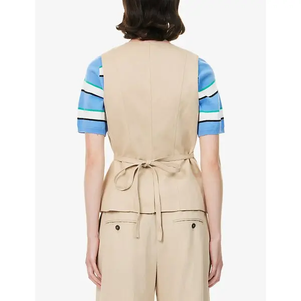 ME+EM Wrap-round Belted Linen-blend Waistcoat