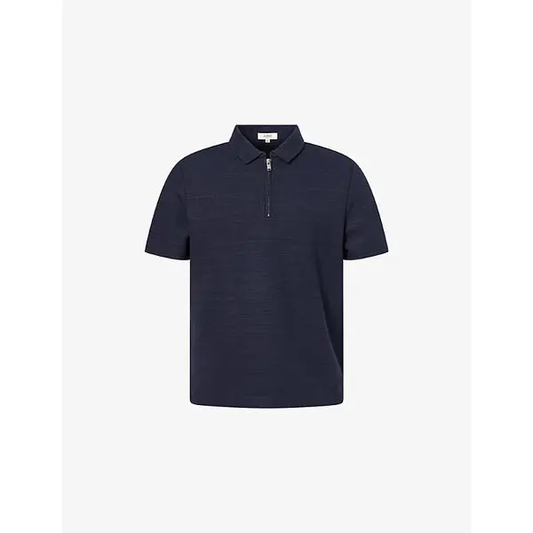 ARNE Cavour Textured Zip Woven Polo Shirt Xxl