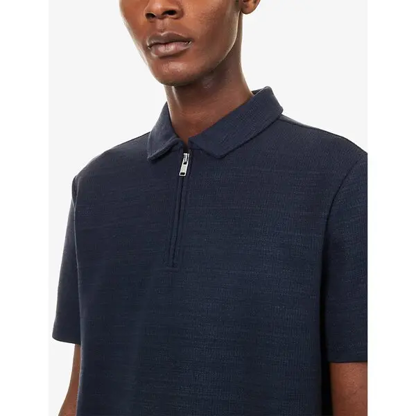 ARNE Cavour Textured Zip Woven Polo Shirt Xxl