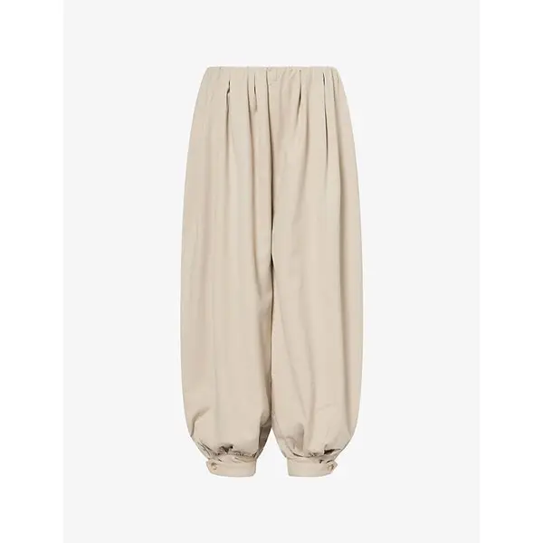 THE COUTURE CLUB Balloon-leg Elasticated-waist Woven Trousers - Beige