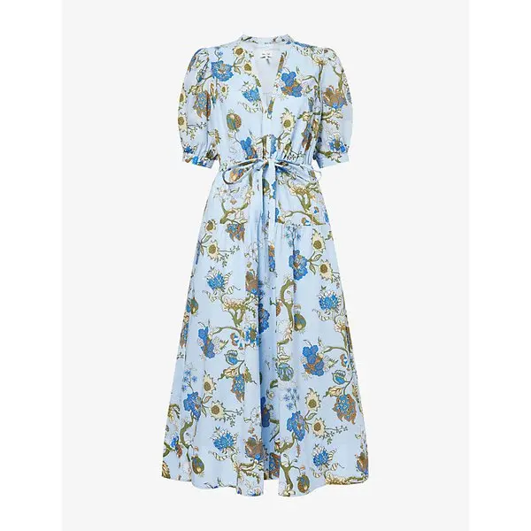 ME+EM Floral Print Cotton Midi Dress
