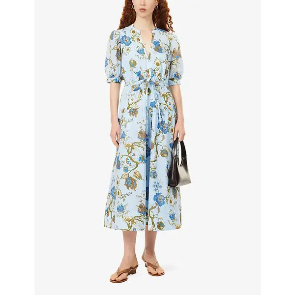 ME+EM Floral Print Cotton Midi Dress