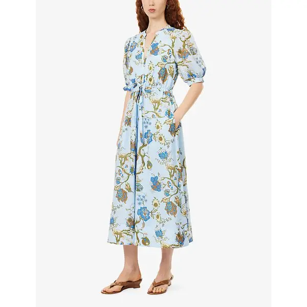 ME+EM Floral Print Cotton Midi Dress