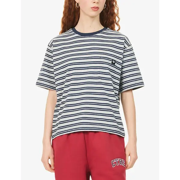 THE COUTURE CLUB Striped Cotton-jersey T-shirt