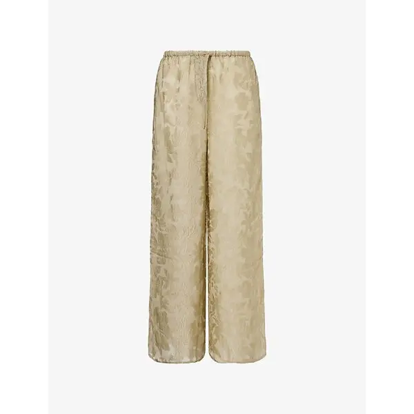PRETTY LAVISH Inca Floral Jacquard Wide-leg Trousers