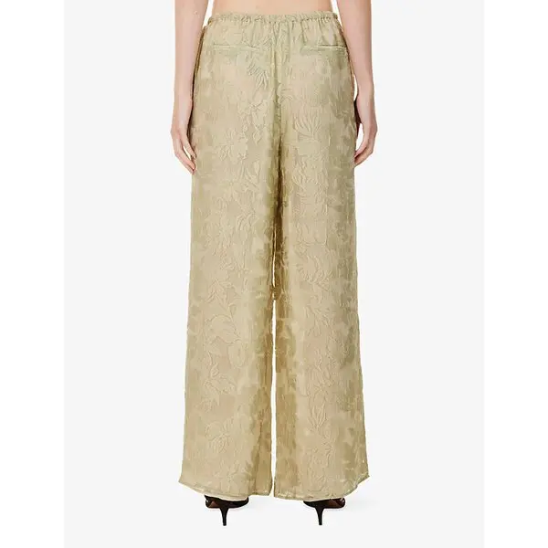 PRETTY LAVISH Inca Floral Jacquard Wide-leg Trousers