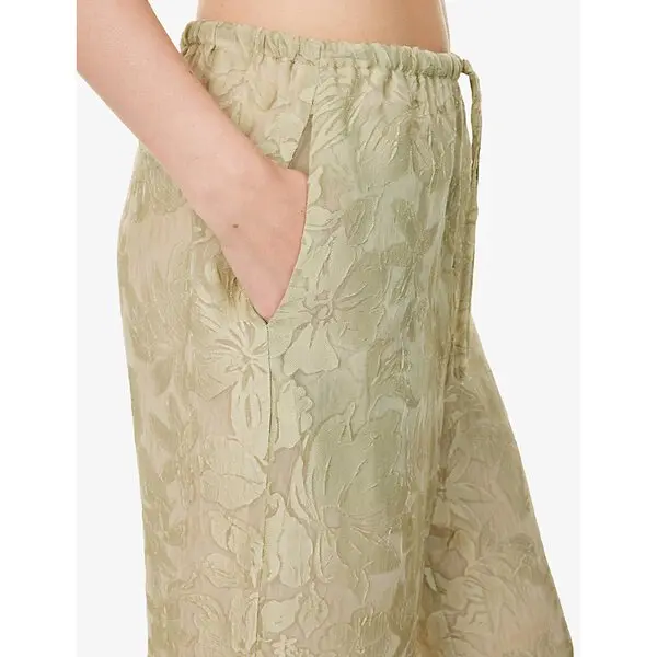 PRETTY LAVISH Inca Floral Jacquard Wide-leg Trousers