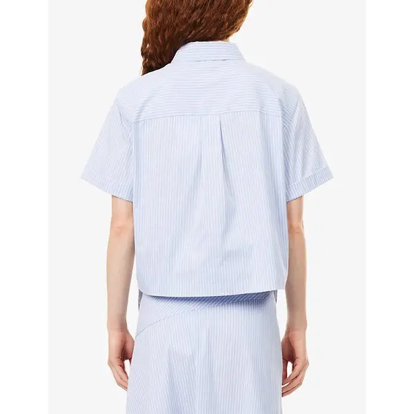 Theory Tie-front Pinstripe Cotton-blend Shirt