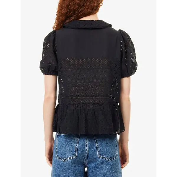 ME+EM Broderie Peplum-hem Cotton Top