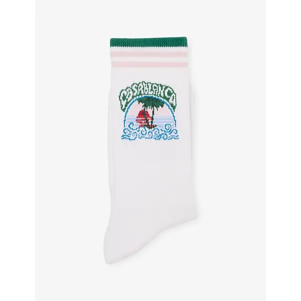 Casablanca Palm Tree Emblem Crew Socks - White