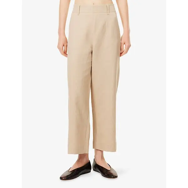 ME+EM Straight-leg Cropped Linen-blend Trousers