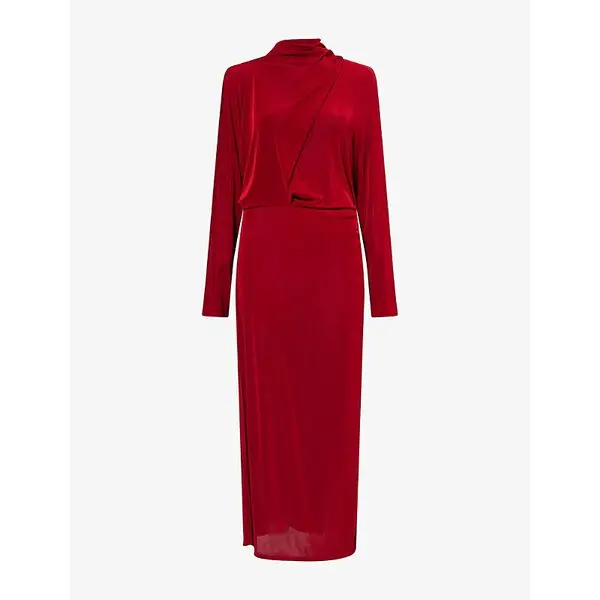 Camilla And Marc Ravine Draped Stretch-jersey Midi Dress - Cherry