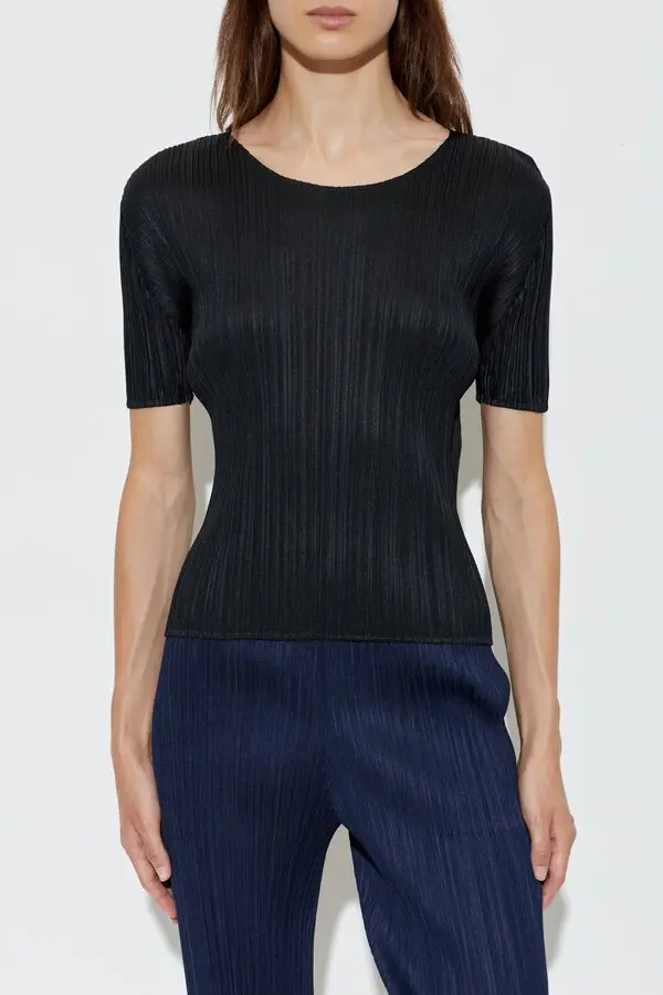 Issey Miyake Pleated Short Sleeve Top