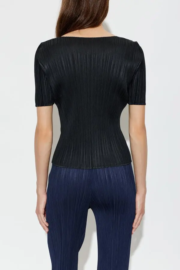 Issey Miyake Pleated Short Sleeve Top