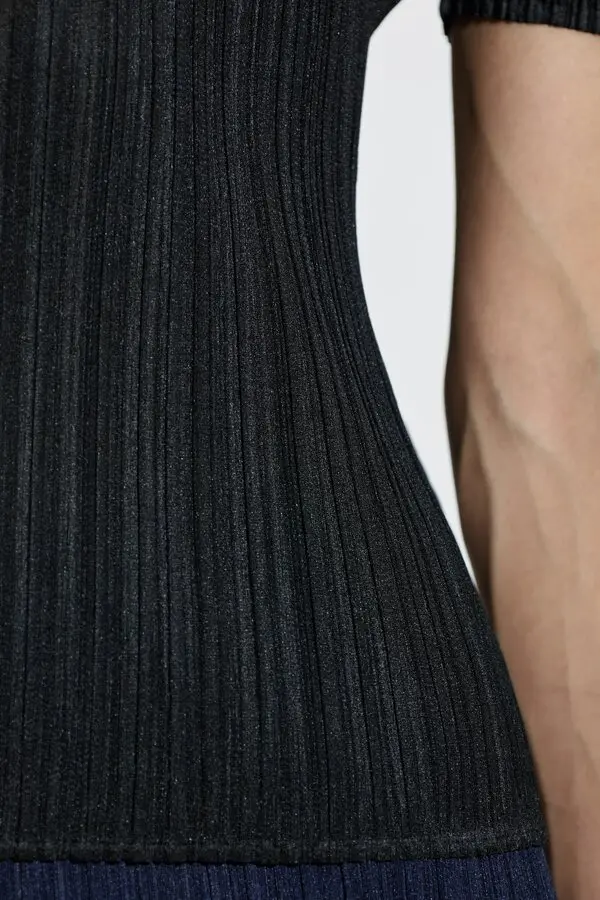 Issey Miyake Pleated Short Sleeve Top
