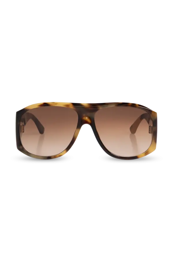 Chloé Oversized Tortoiseshell Sunglasses With Gold Tone Accents - Brown