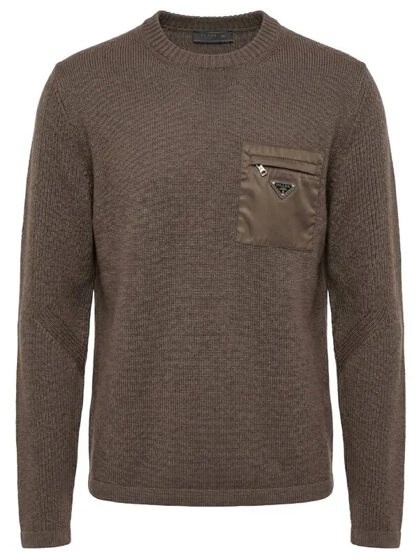 Prada Wool Sweater With Nylon Patch Pocket