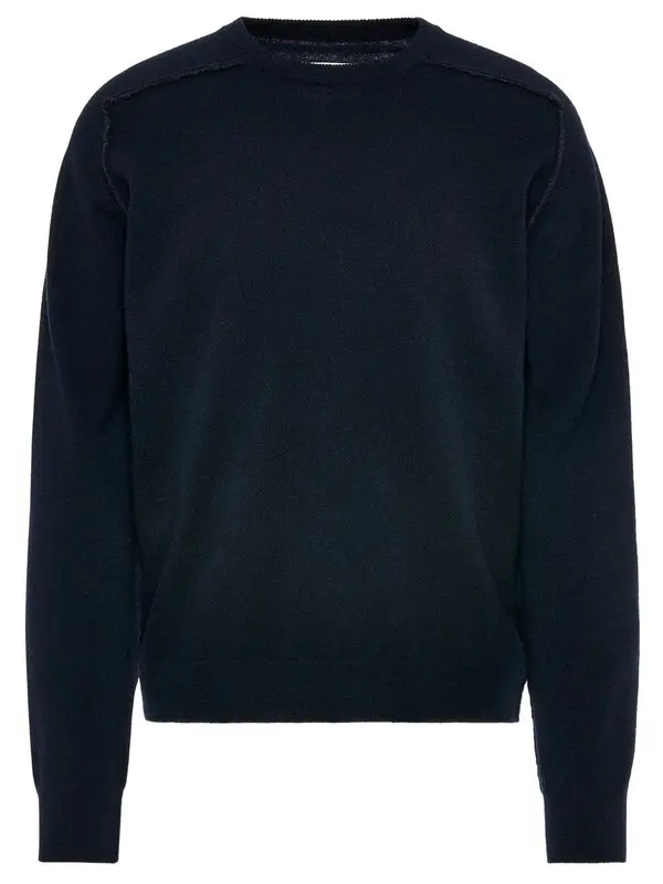 MAISON MARGIELA Crew Neck Sweater In Virgin Wool - Blue