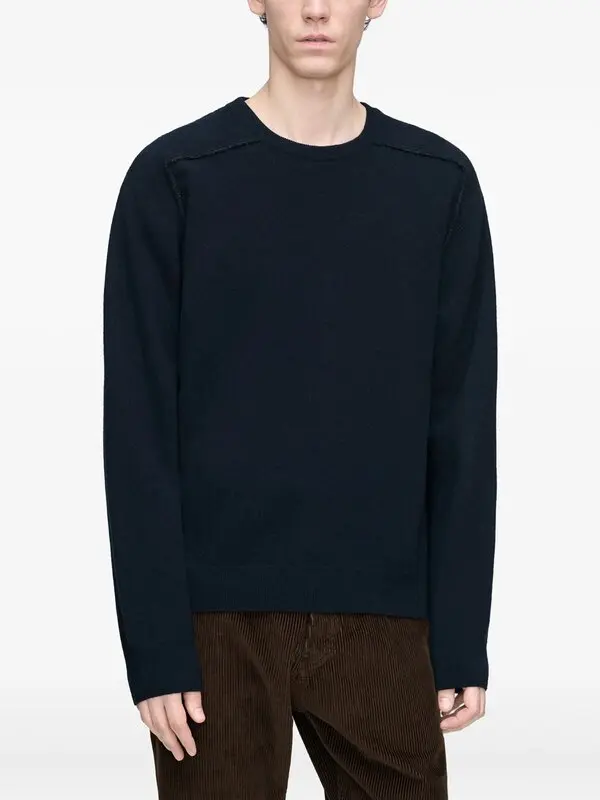 MAISON MARGIELA Virgin Wool Crew Neck Sweater - Blue