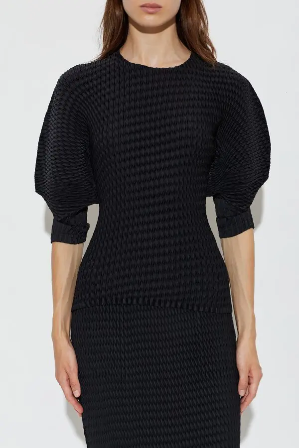 Issey Miyake Pleated Short-sleeve Top