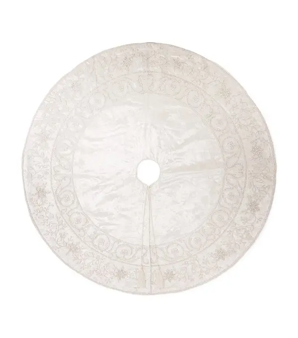 Harrods Velvet Embroidered Floral Tree Skirt