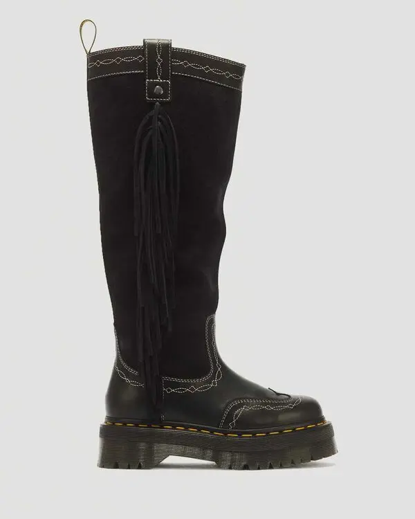 Dr. Martens Desert Rodeo Quad Hi Leather & Suede Boots - Black