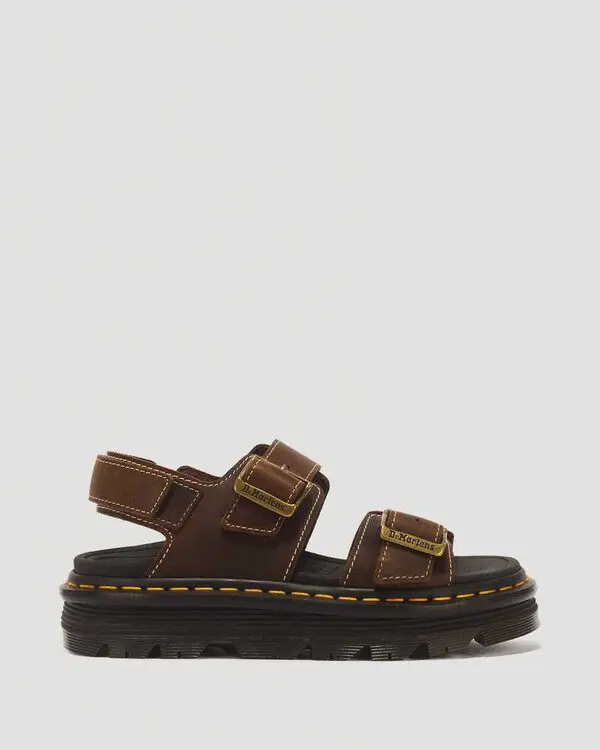 Dr. Martens Zebzag Crazy Horse Leather Sandals - Brown