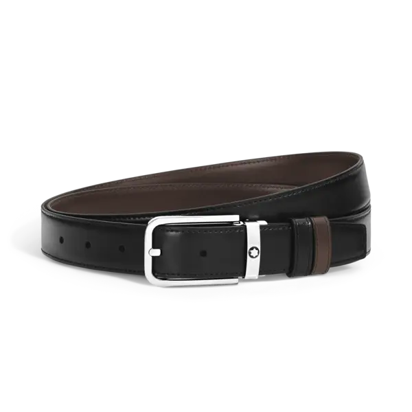 Montblanc Mm Reversible Belt In Meisterstück With Rectangular Buckle