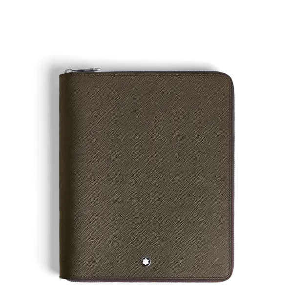 Montblanc Small Notebook Holder With Zip In Sartorial - Khaki