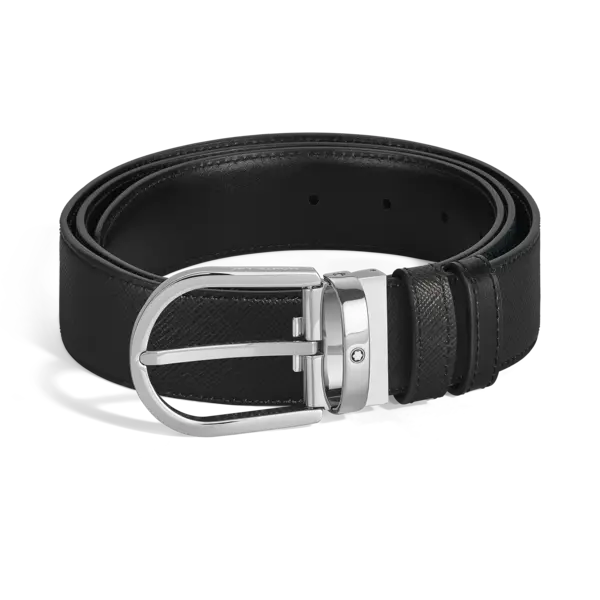 Montblanc Horseshoe Mm Reversible Belt In Sartorial - Black