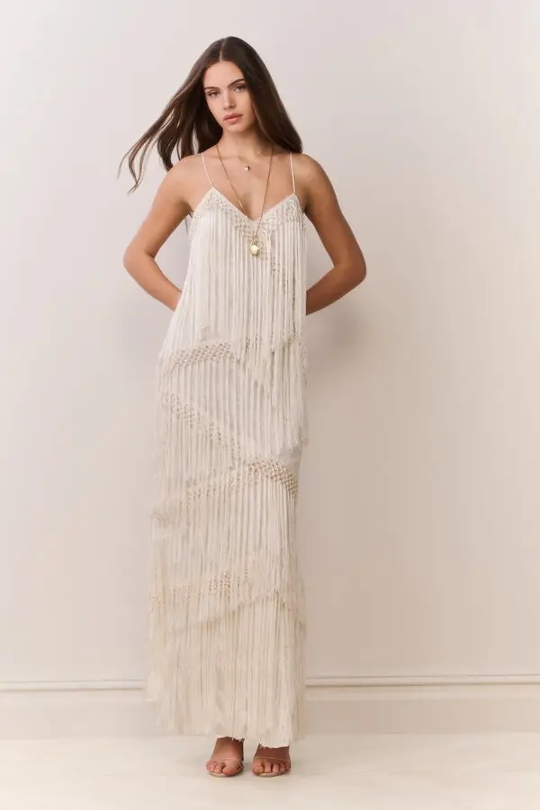 LoveShackFancy Delphi Fringe Lace Gown
