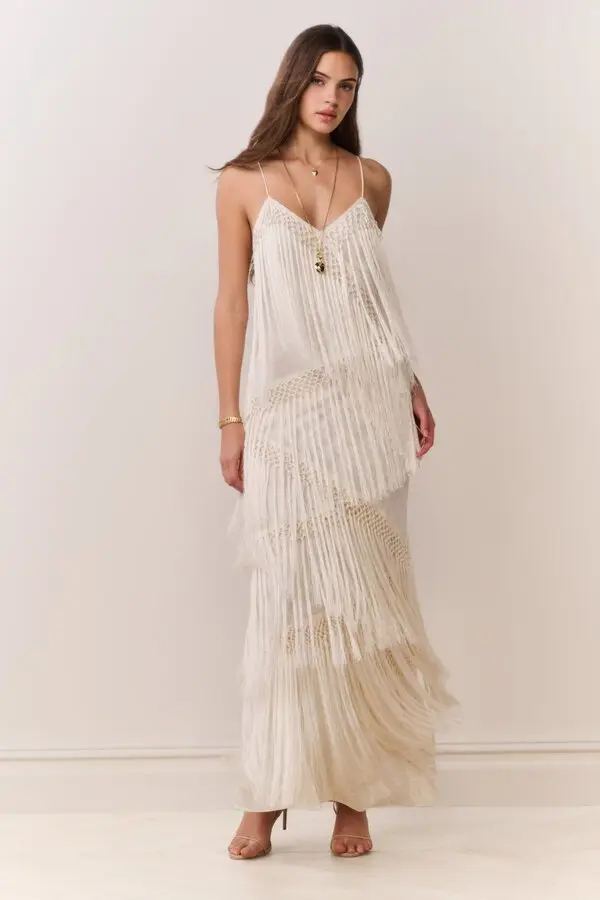LoveShackFancy Delphi Fringe Lace Gown