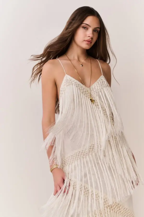LoveShackFancy Delphi Fringe Lace Gown